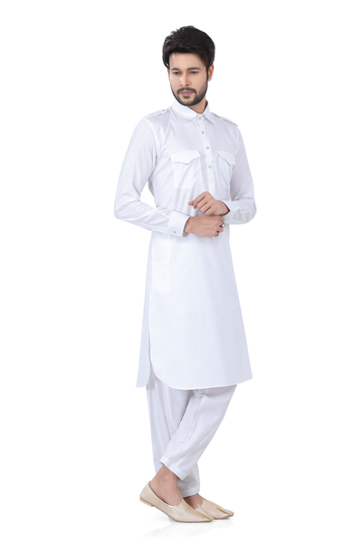 Buy White Color Cotton Pathani Suit Online for Men - Dapper Ethnic ...