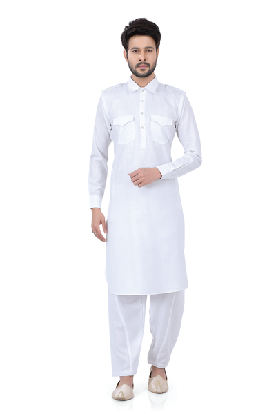Buy White Color Cotton Pathani Suit Online for Men - Dapper Ethnic ...
