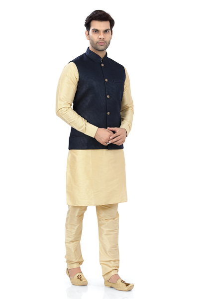 Introducing Jute Fabric Black Vest Coat with Kurta Pajama in Cream D NO ...