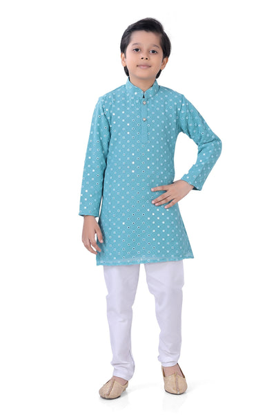 Introducing Boys Abhala work Dress Set in Teal Blue: The Ultimate kurta ...